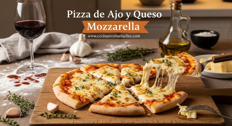 Pizza de Ajo y Queso Mozzarella Fácil en 25 Minutos ...