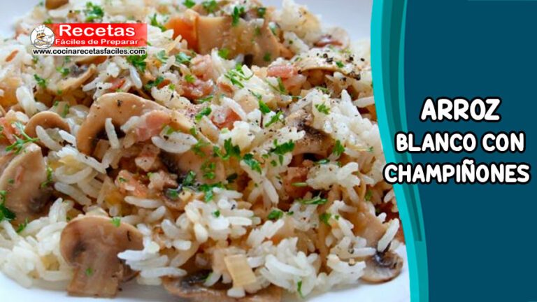 Arroz blanco con champiñones - Recetas fáciles.