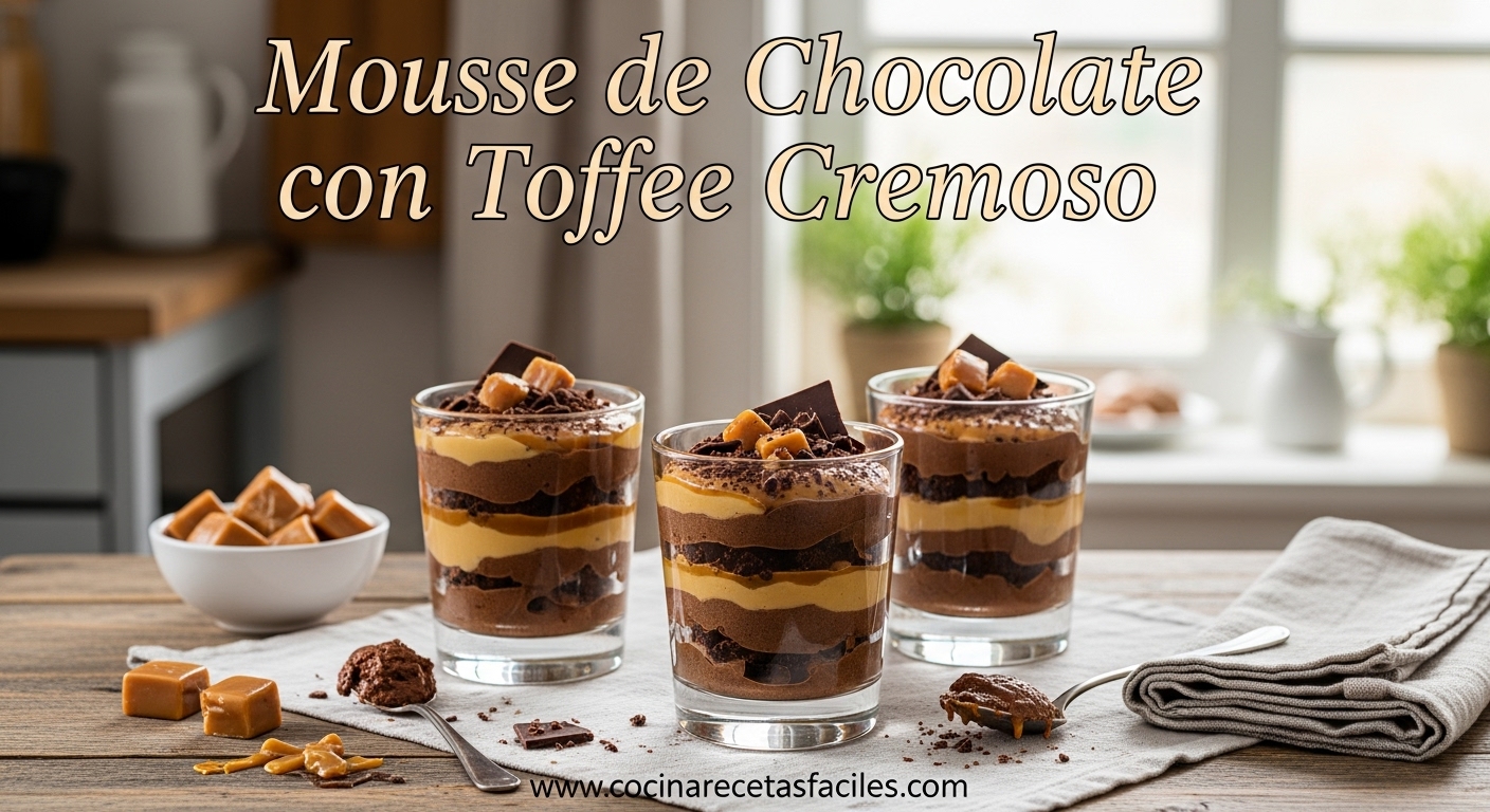 Mousse de chocolate con toffee cremoso