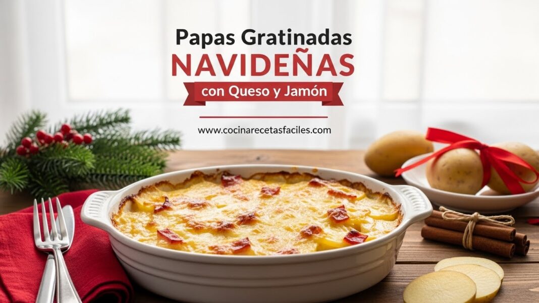 Papas Gratinadas Navideñas con Queso y Jamón: Receta Casera